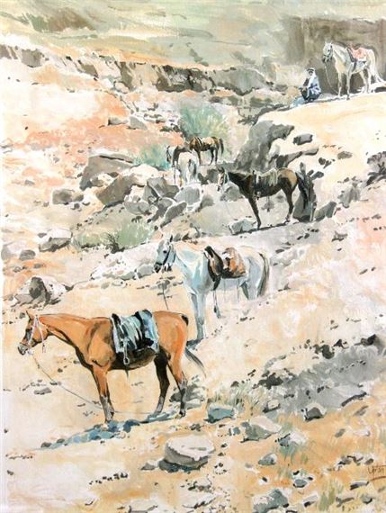 Peter Upton | Peter Upton/Arab Horses in a Landscape/limited edition ...