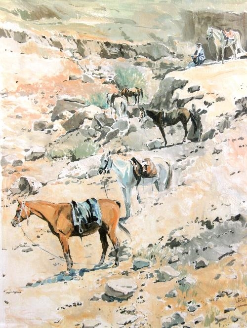 Peter Upton | Peter Upton/Arab Horses in a Landscape/limited edition ...