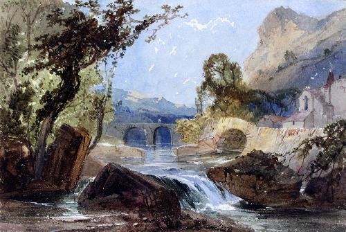James Baker Pyne | James Baker Pyne/Wooded River Landscape/with figure ...