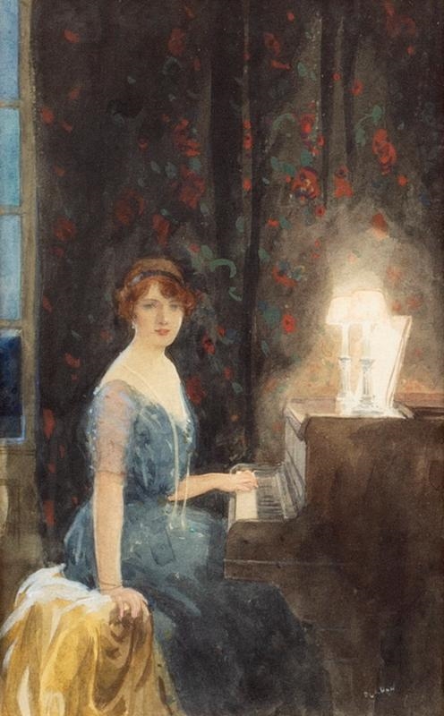 James Durden | James Durden (1878-1964)/Elegant Young Lady at the Piano ...