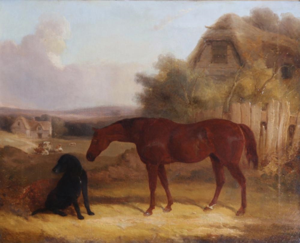 William Shayer Sr. | William Shayer/Chestnut Horse and Black Labrador ...