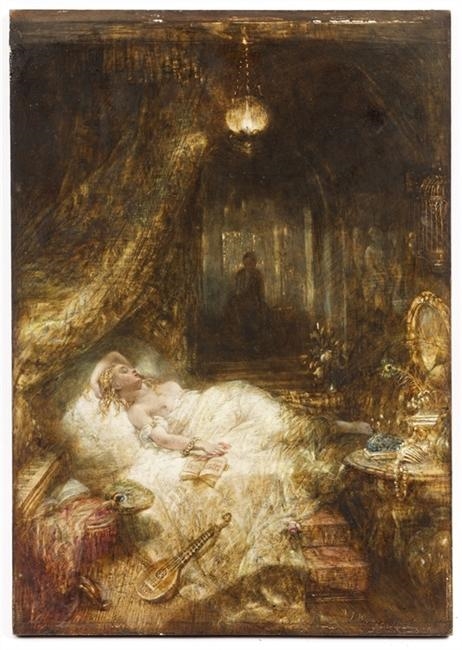 Alfred Joseph Woolmer | Alfred Joseph Woolmer/Lady Reclining on a Bed ...
