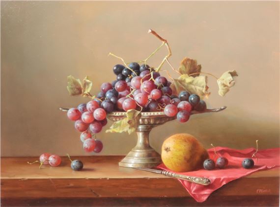 Zoltan Preiner | framed oil on board, depicting still life fruit. | MutualArt