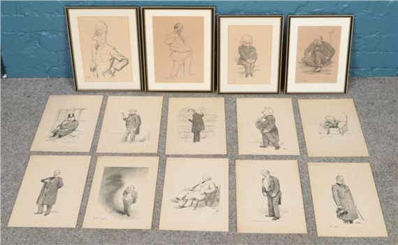 David Low | Four framed and ten unframed. Including Winston Churchill ...