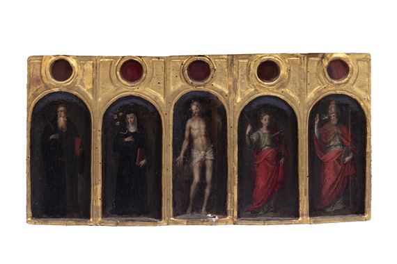 Tuscan School, 16th Century | Predella with four saints on the sides ...