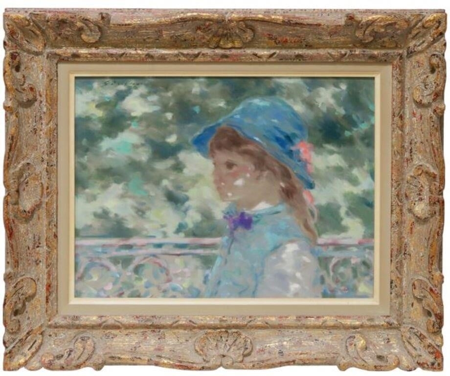 André Gisson | Young Girl in Blue Hat | MutualArt