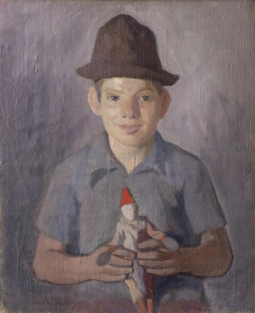 Manuel Hernández Mompó | Niño con muñeco (1949) | MutualArt