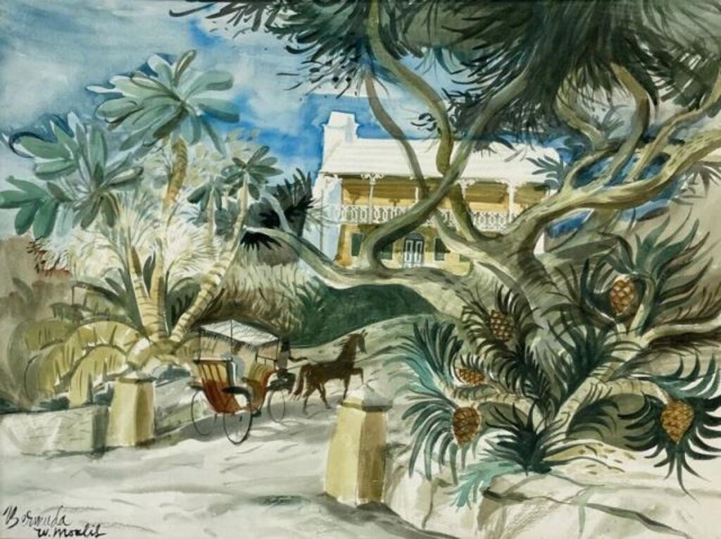 William Moulis | Watercolor of Bermuda Landscape | MutualArt