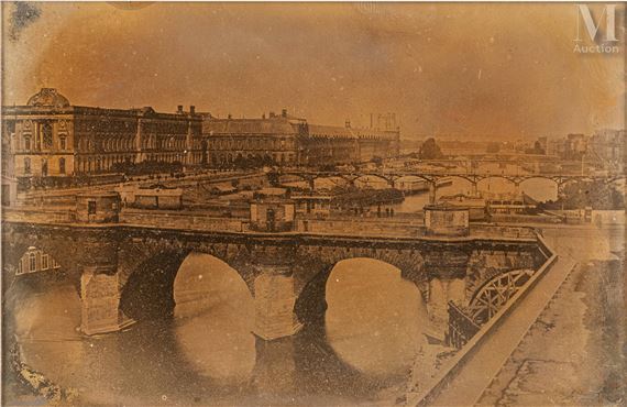 Hippolyte Fizeau | Le Pont-Neuf et le Louvre, Paris (1840) | MutualArt