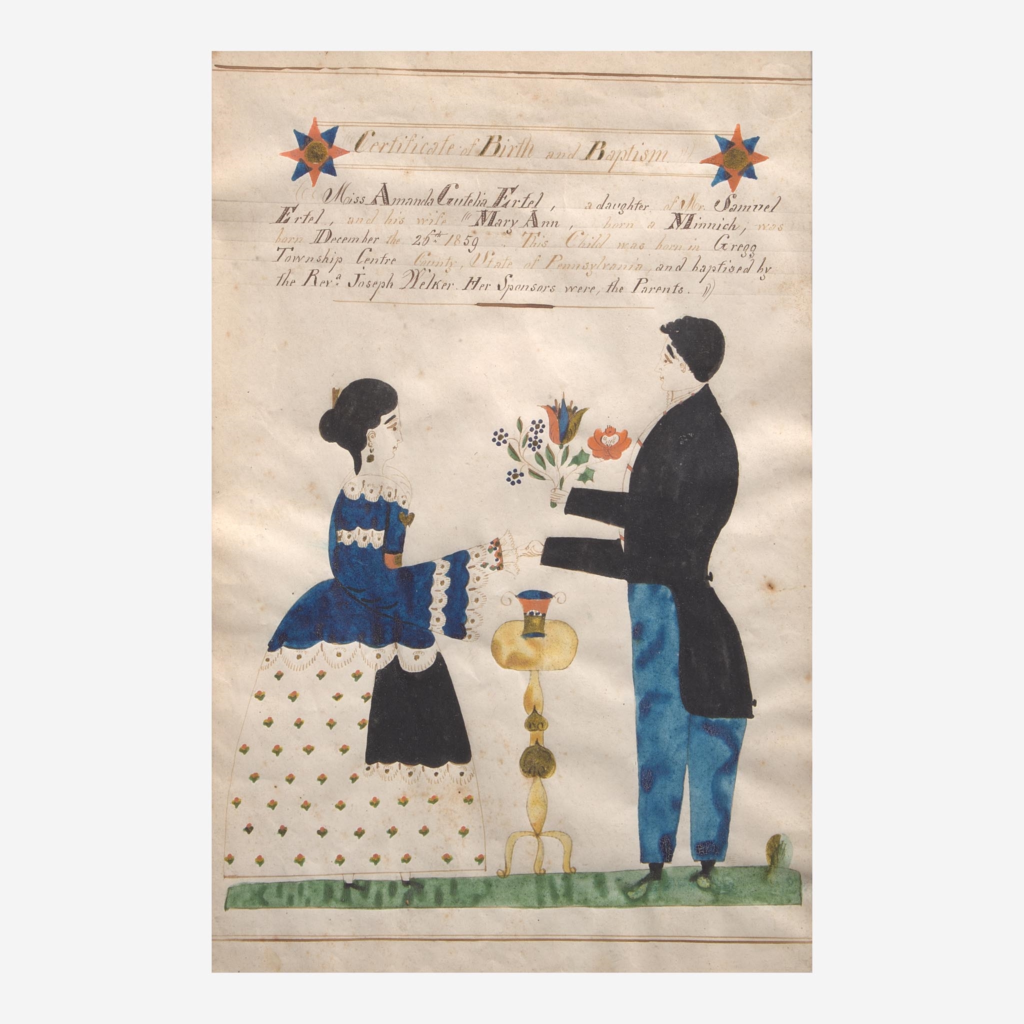 Henry Christian Andrew Harmon Young | A Fraktur birth and baptism ...