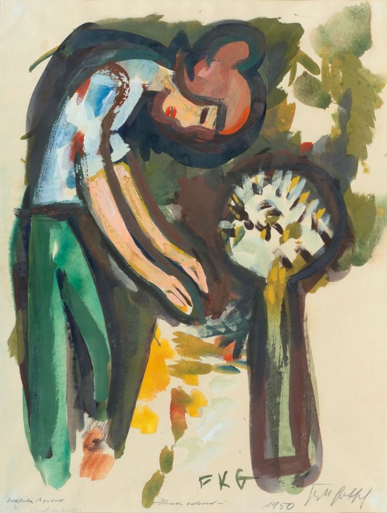 Friedrich Karl Gotsch | Hanne over Flowers (1949 - 1951) | MutualArt