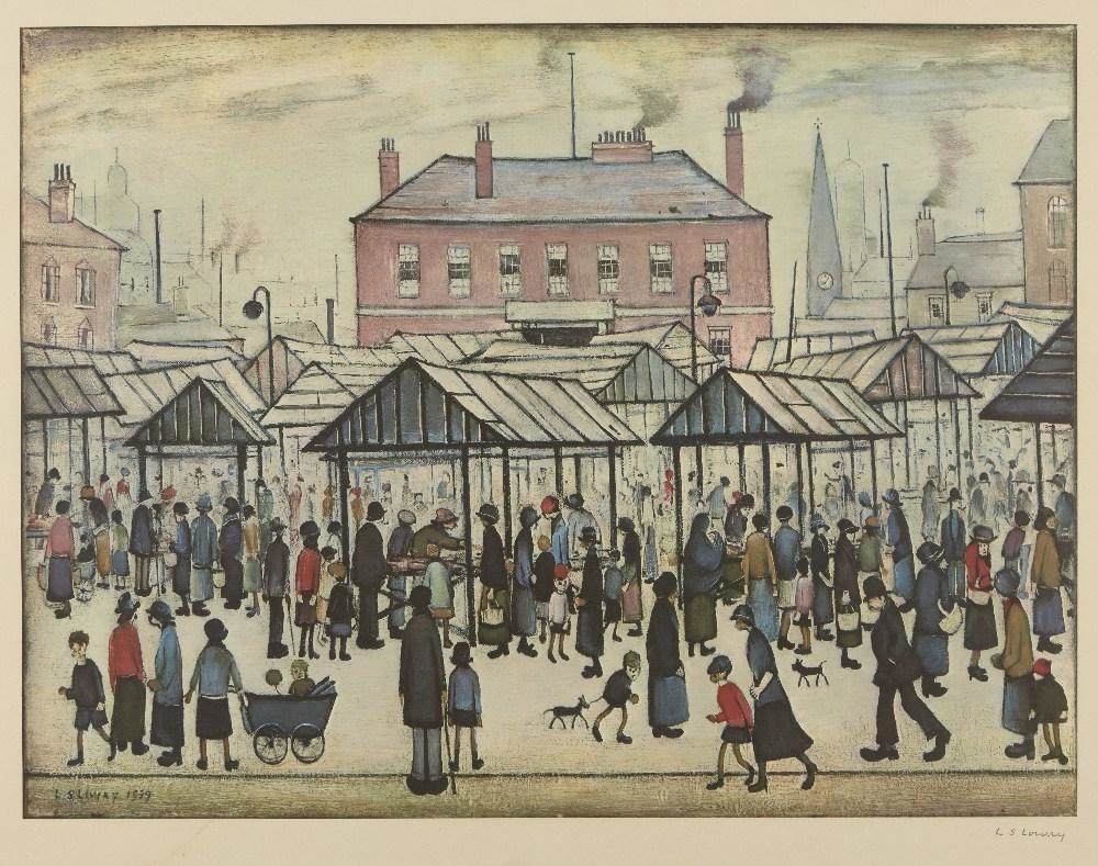 Laurence Stephen Lowry | Market Scene in a Northern Town (1939) | MutualArt