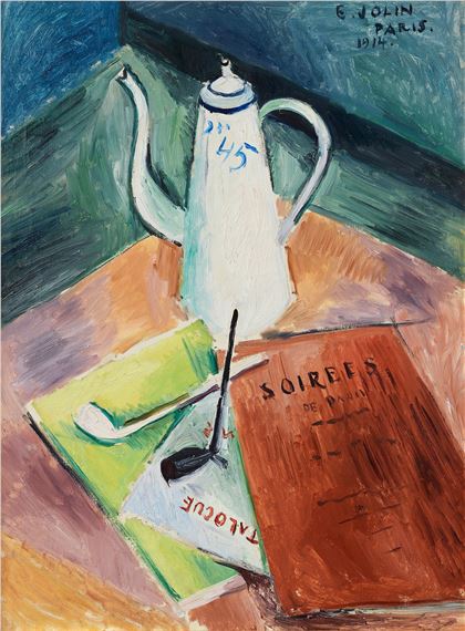 Einar Jolin | Still life with coffee pot and pipe (1914) | MutualArt