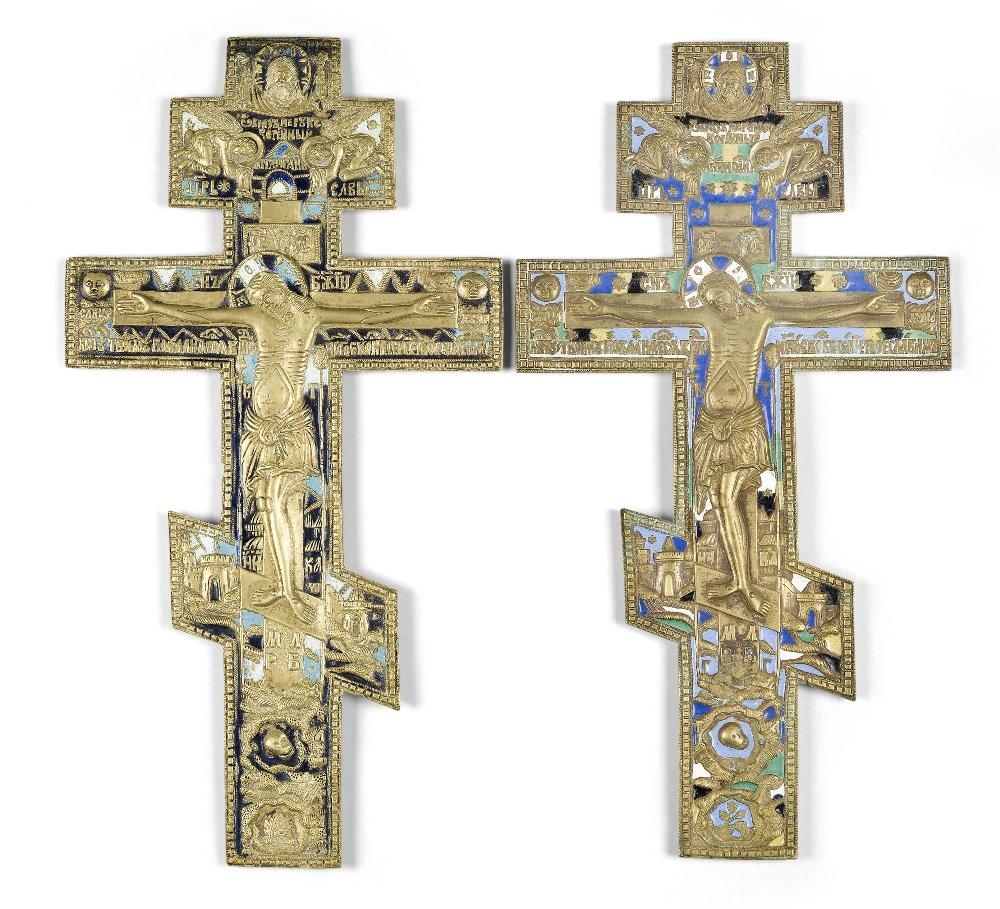Russian School, 19th Century | Two Russian Orthodox brass and enamel ...