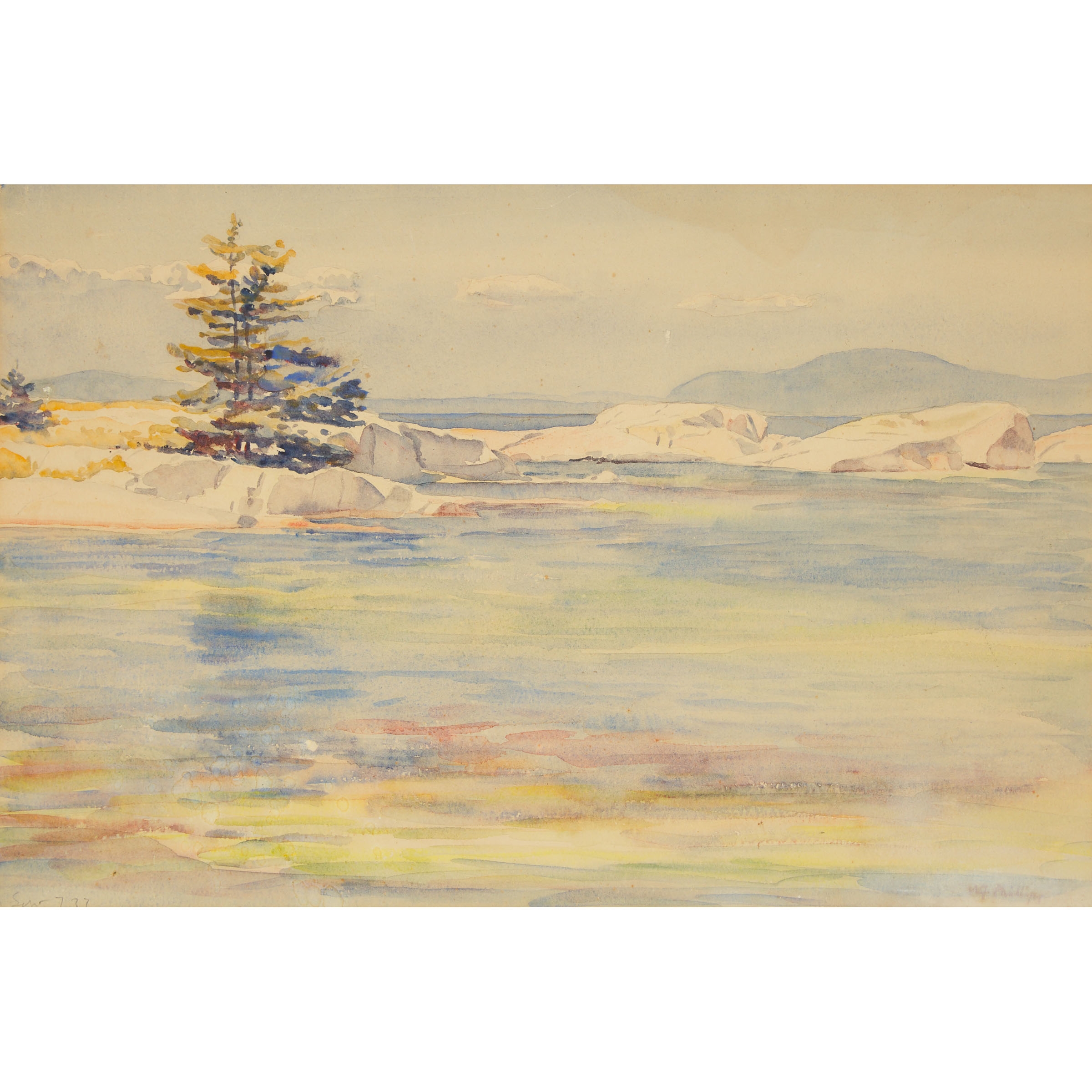 Walter Joseph Phillips | WATER AND HILLS, 1933 | MutualArt