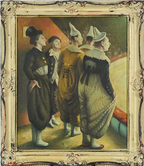 Dame Laura Knight | Manner of Laura Knight - Five clowns at a circus ...