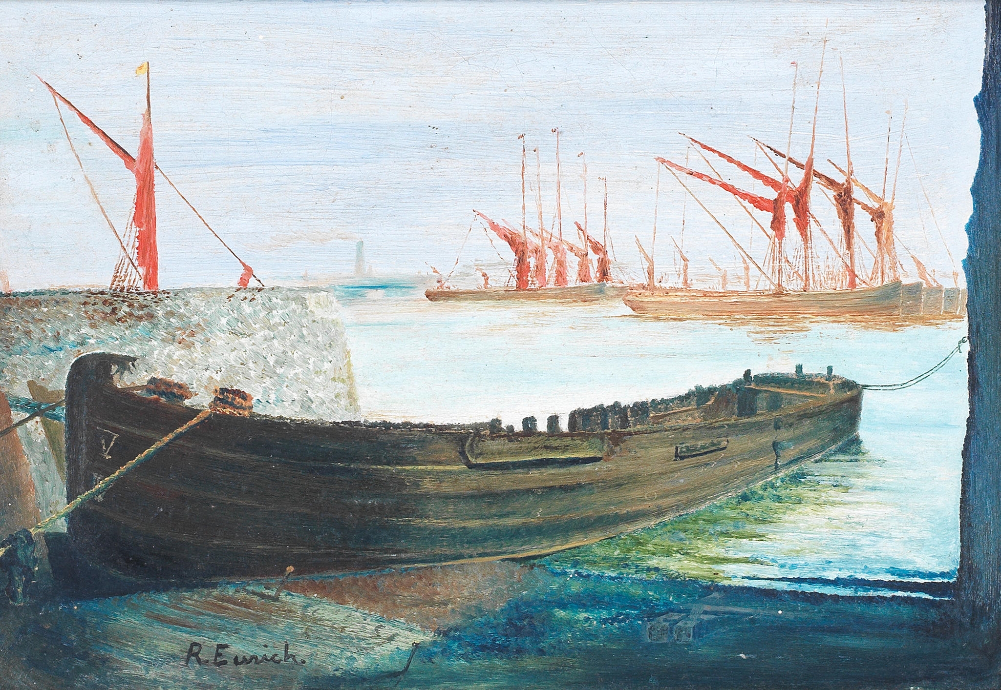 Richard Eurich | Old Barge on the Thames (1925) | MutualArt