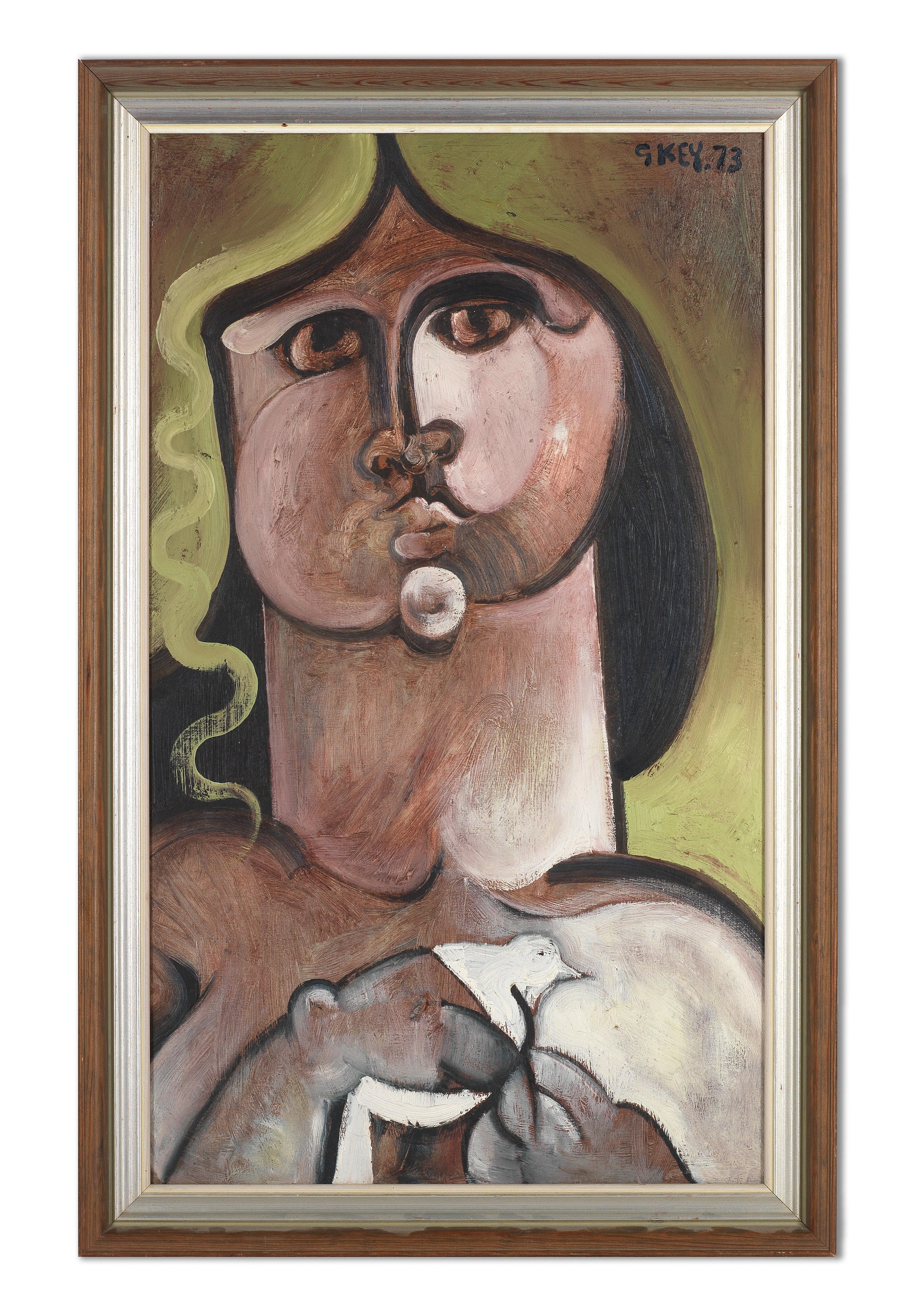 Geoffrey Key | Girl with Dove (1973) | MutualArt