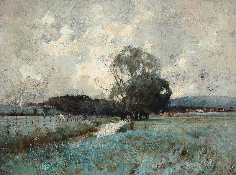 Robert Russell MacNee | A landscape with a stream (1893) | MutualArt