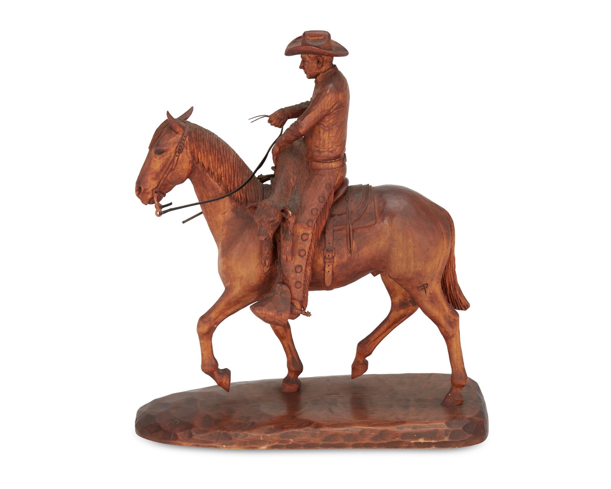 Frank Fredrick Polk | A Cowboy carrying a calf while riding a horse ...