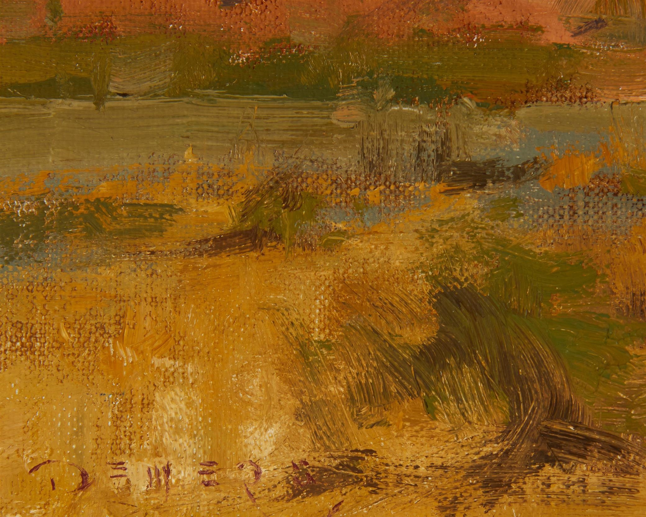 Donald Demers | Desert landscape with red rock cliffs | MutualArt