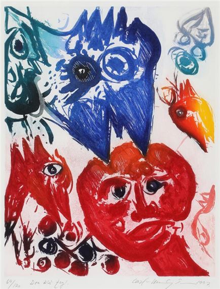 Carl-Henning Pedersen | Den blå fugl | MutualArt
