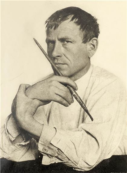Hugo Erfurth | Portrait of Otto Dix with Paintbrush (1929) | MutualArt