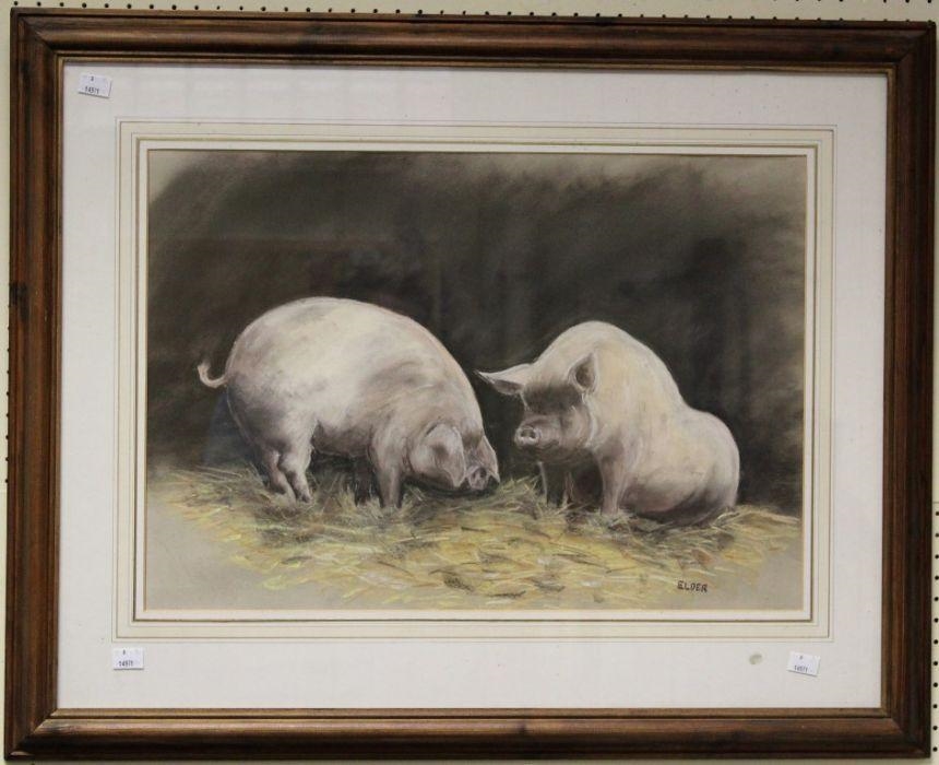 Sarah Elder | Study of two pigs | MutualArt