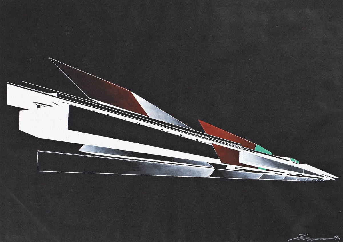Zaha Hadid | Untitled (Rocket Concept Design) (1994) | MutualArt