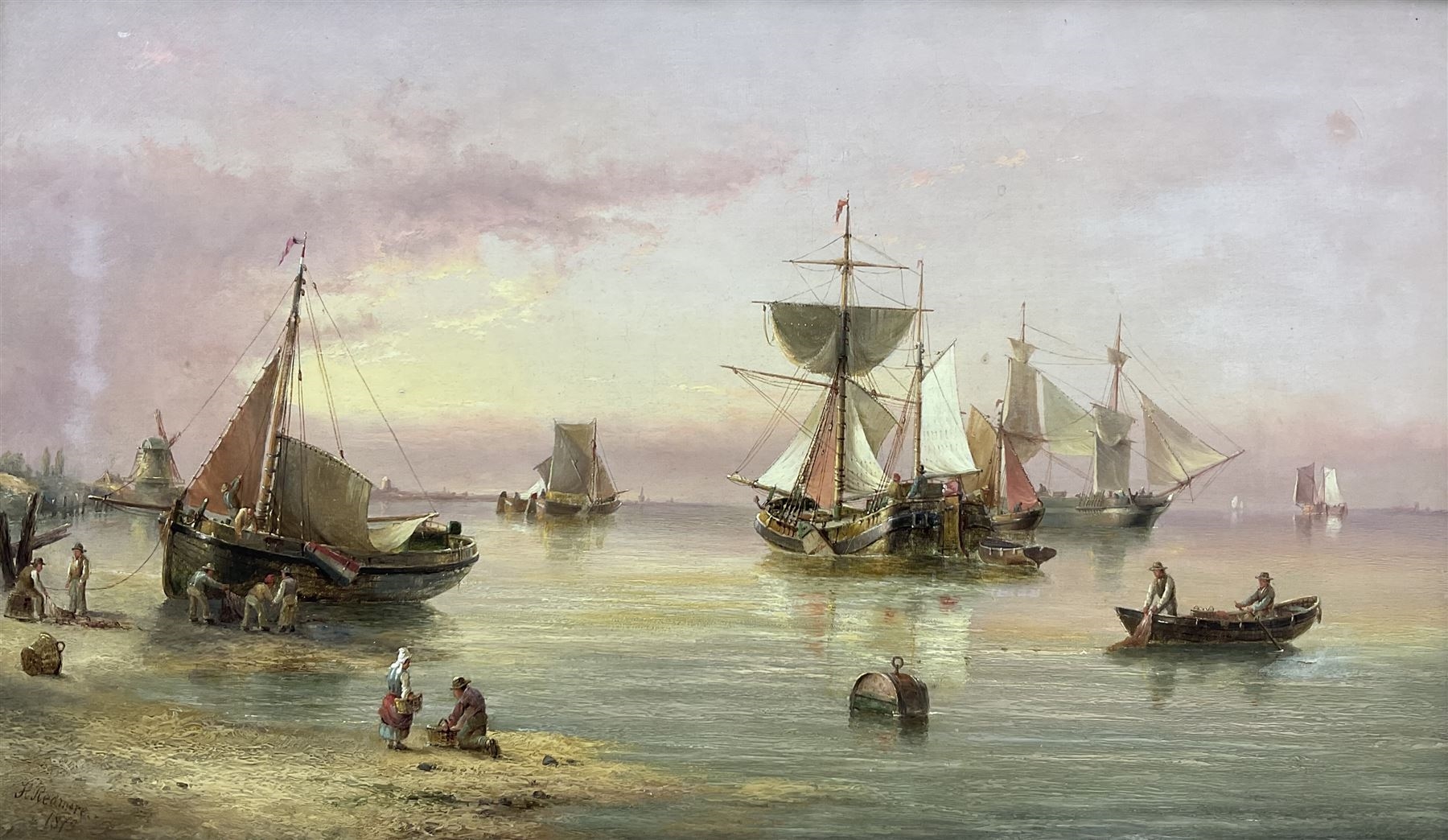 Henry Redmore | Fishing Boats and Sailing Vessels on the Shoreline in ...