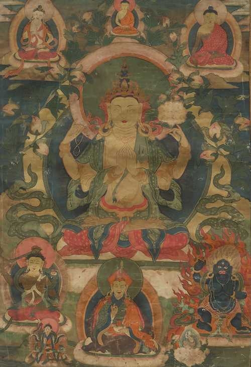 Tibetan School, 19th Century | A THANGKA OF AVALOKITESHVARA SHADAKSHARI ...