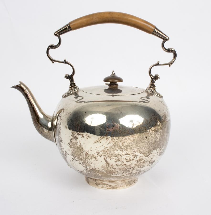 Charles Stuart Harris | A spherical silver tea kettle (1899) | MutualArt