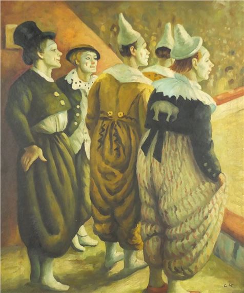 Dame Laura Knight | Five clowns in a circus | MutualArt