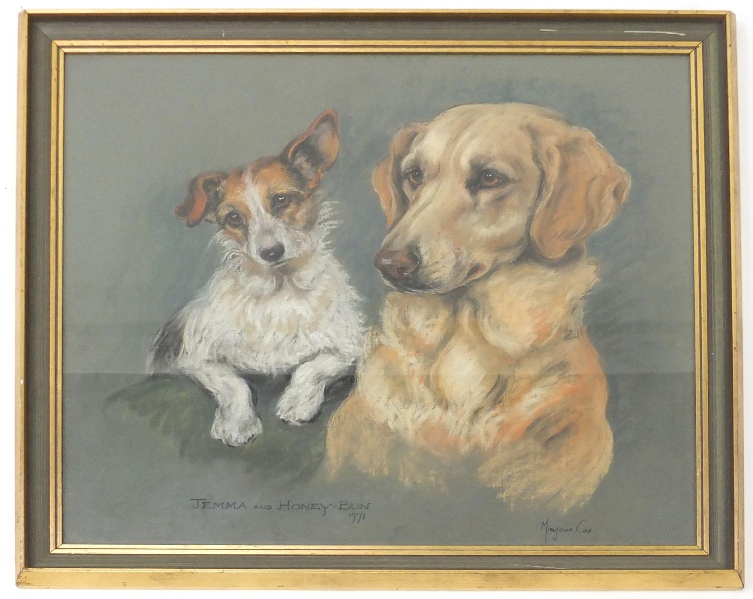 Marjorie Cox | Marjorie Cox - Two seated dogs (1971) | MutualArt