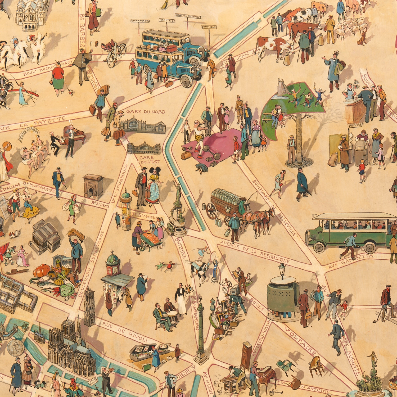 Joseph Porphyre Pinchon | illustrated map drawing (1951) | MutualArt