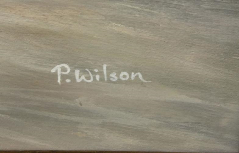 P. Wilson | P. Wilson - Oil onto canvas of a stream and fishermen with ...