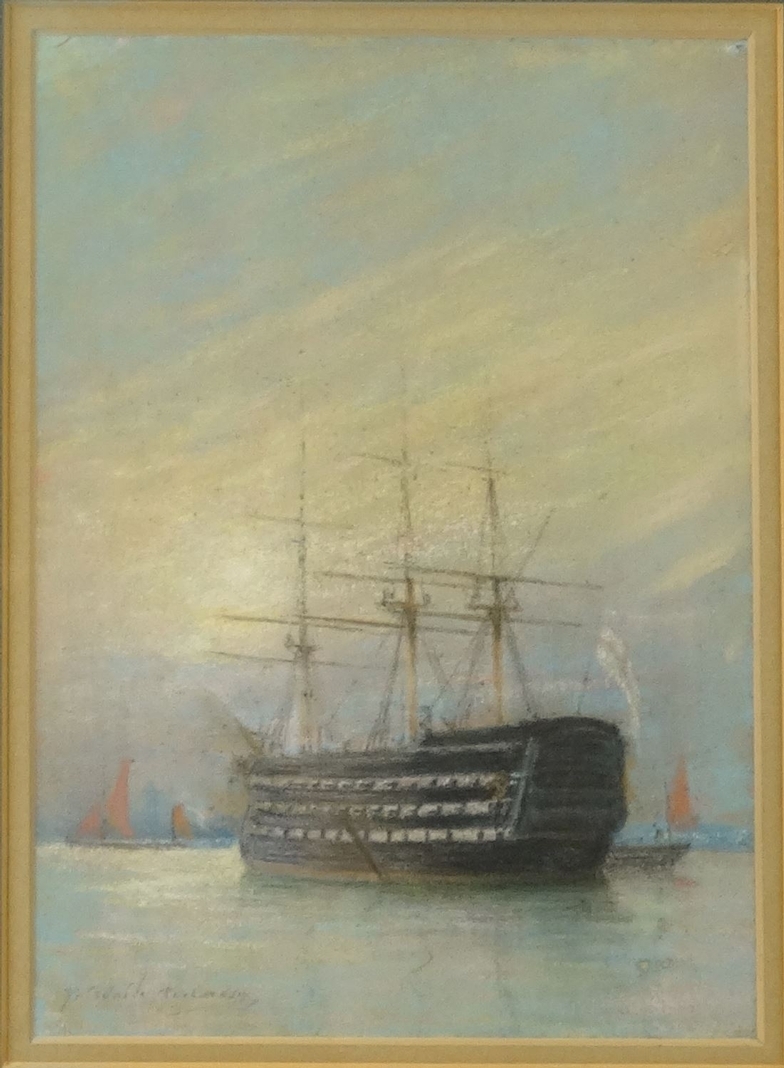 R. Esdaile Richardson | R. Esdaile Richardson - Pastel of a frigate ...