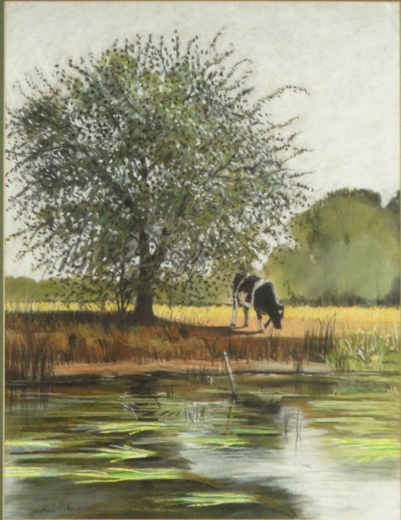 Jonathan Pike | Jonathan Pike - Pair of watercolours of cattle beside a ...
