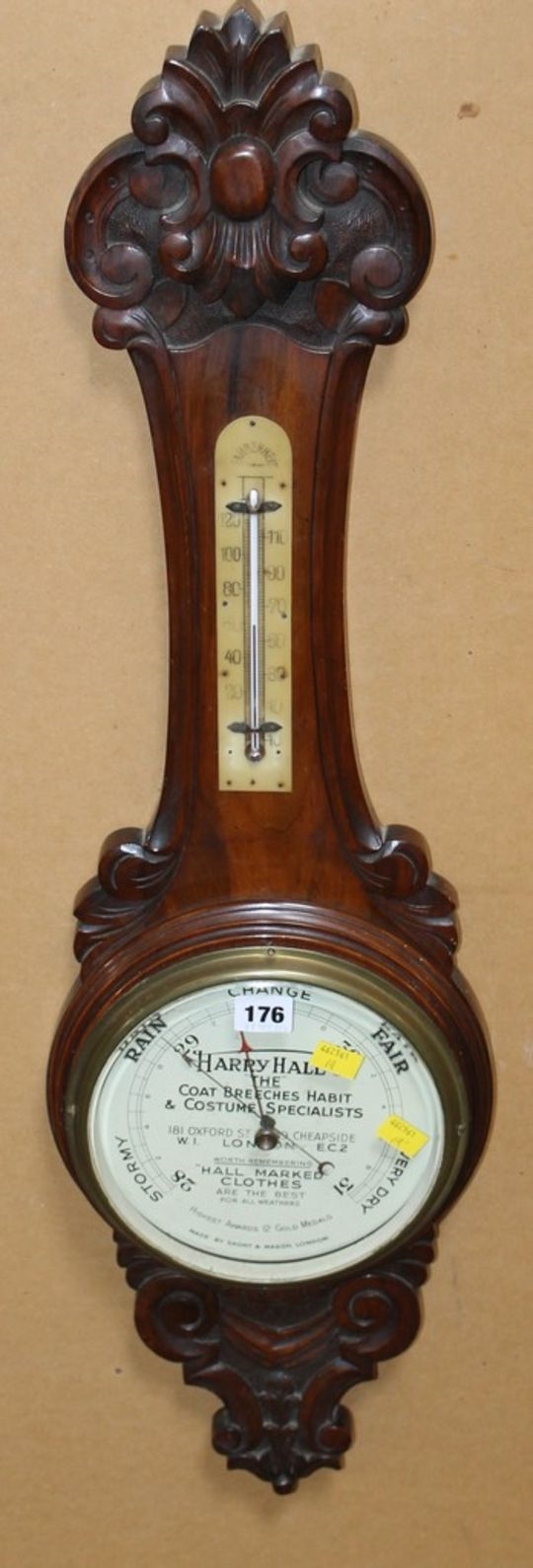 Harry Hall | A Victorian carved walnut aneroid wheel barometer | MutualArt
