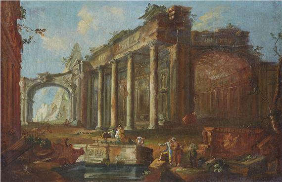 Giovanni Paolo Pannini | Architectural Capriccio with Figures | MutualArt