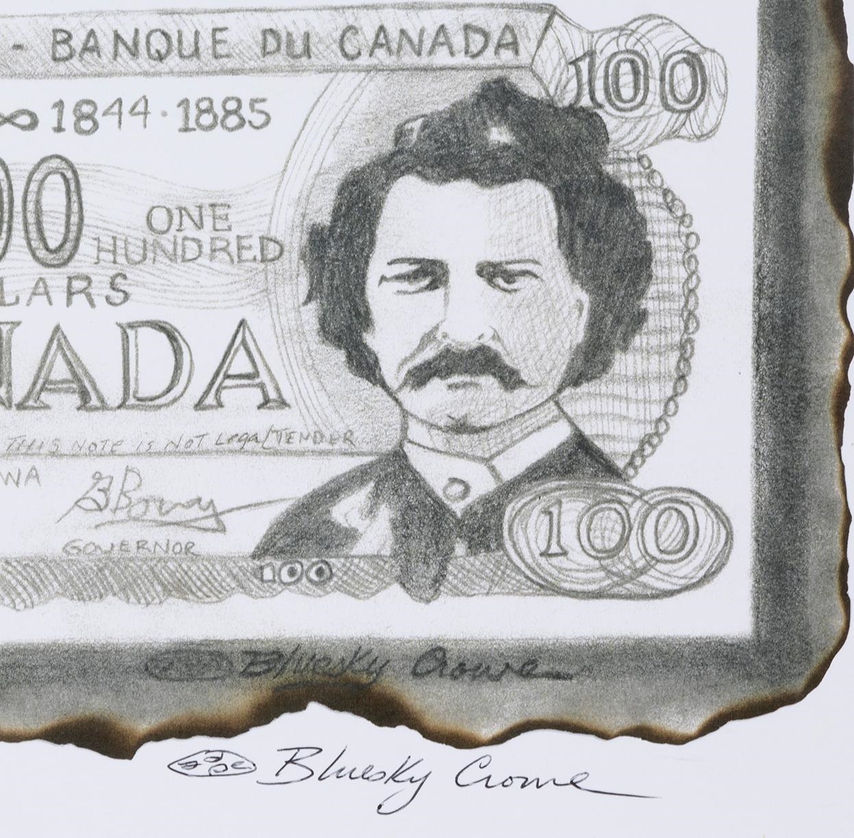 Jeffrey Bluesky Crowe | Untitled - Louis Riel 100 Dollar Bill (1974 ...