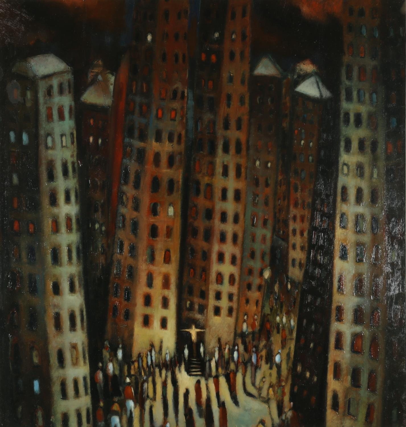 David Schofield | street scene with figures | MutualArt