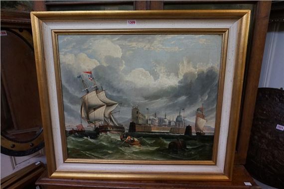 J. Callow | a busy coastal scene | MutualArt