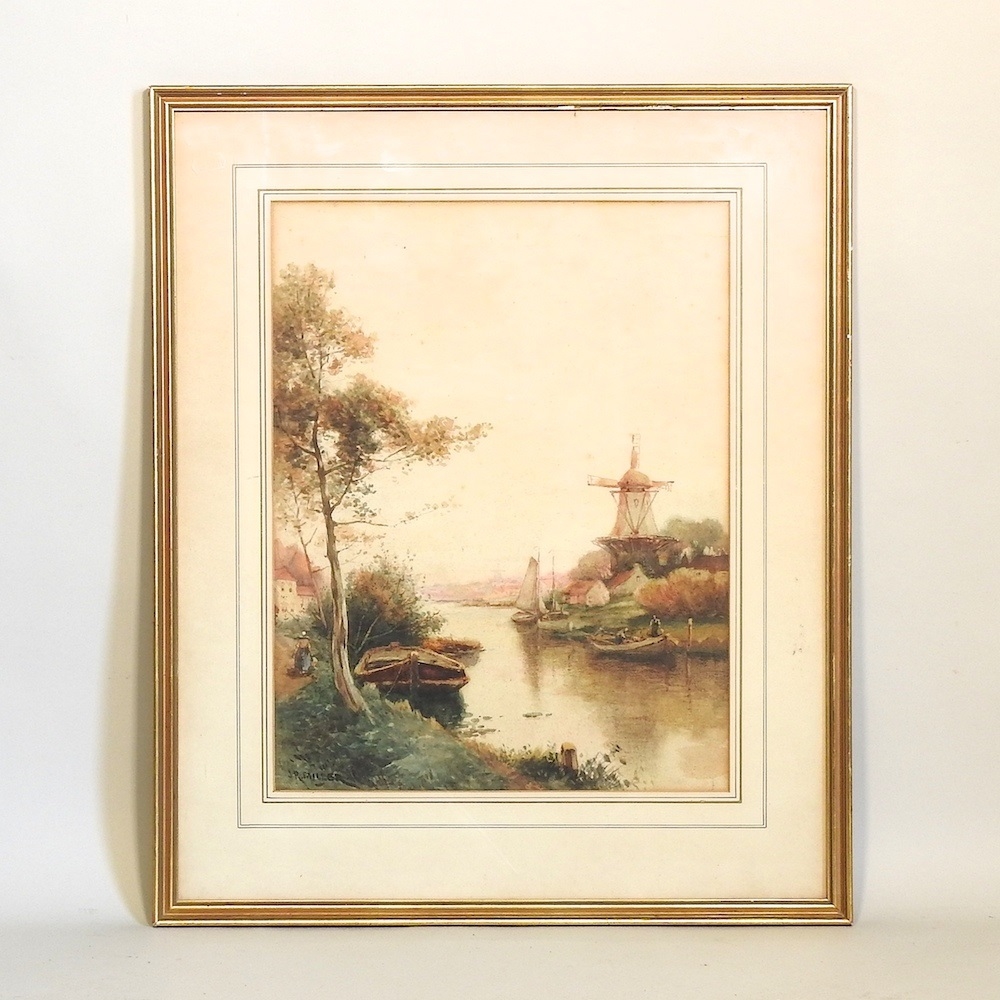 James Robertson Miller | River landscape with windmill | MutualArt
