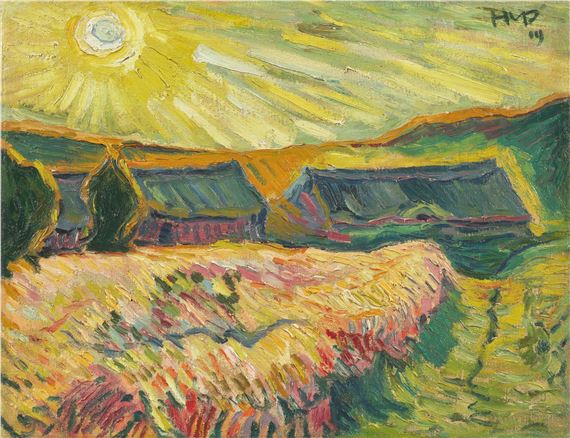 Max Pechstein | ”Fischerhäuser in Nidden”. | MutualArt