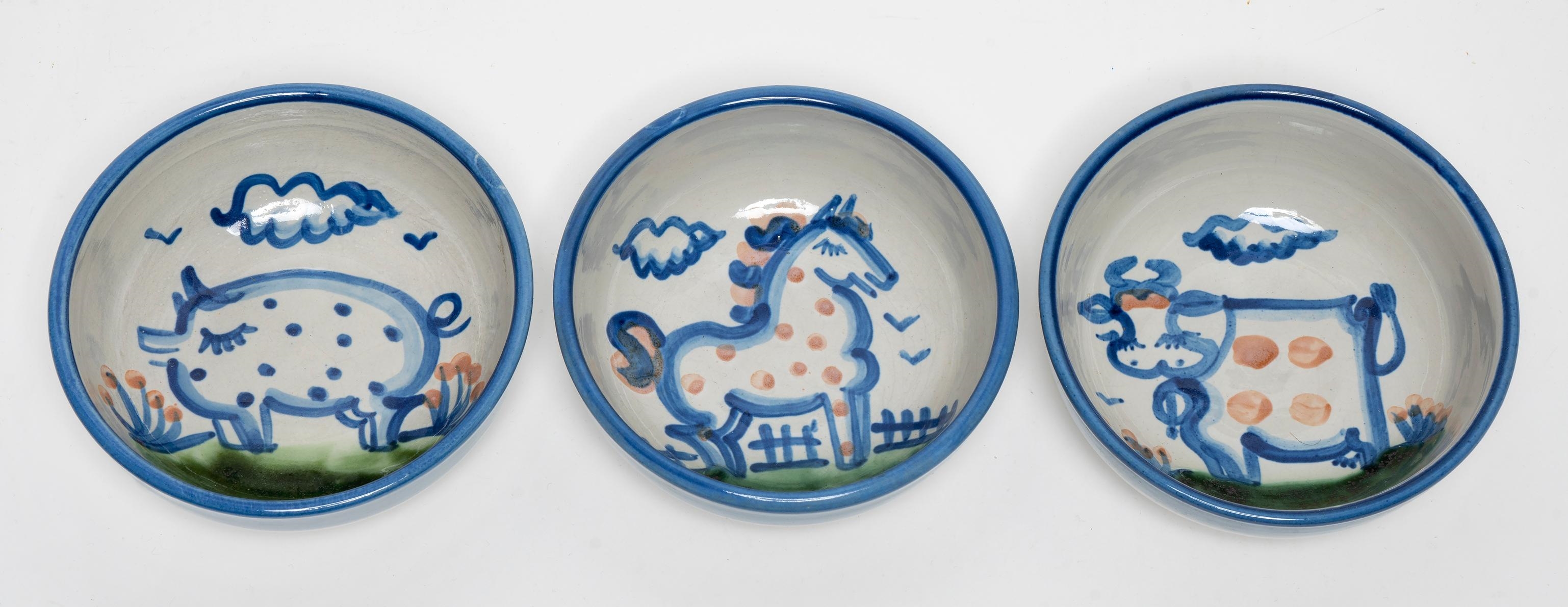 MARY ALICE HADLEY | Three Bowls with Farm Animals (1911) | MutualArt