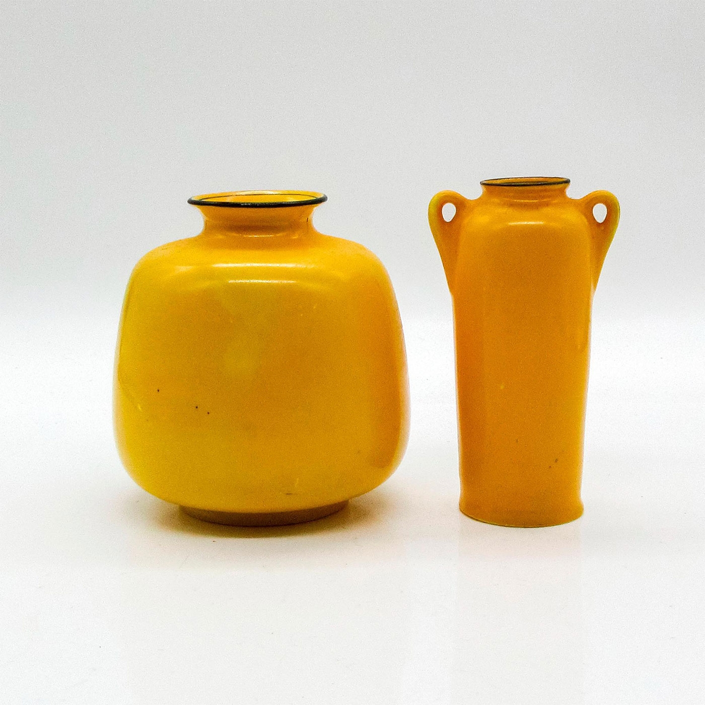 Harry Tittensor | 2pc Royal Doulton Harry Tittensor Yellow Vases ...