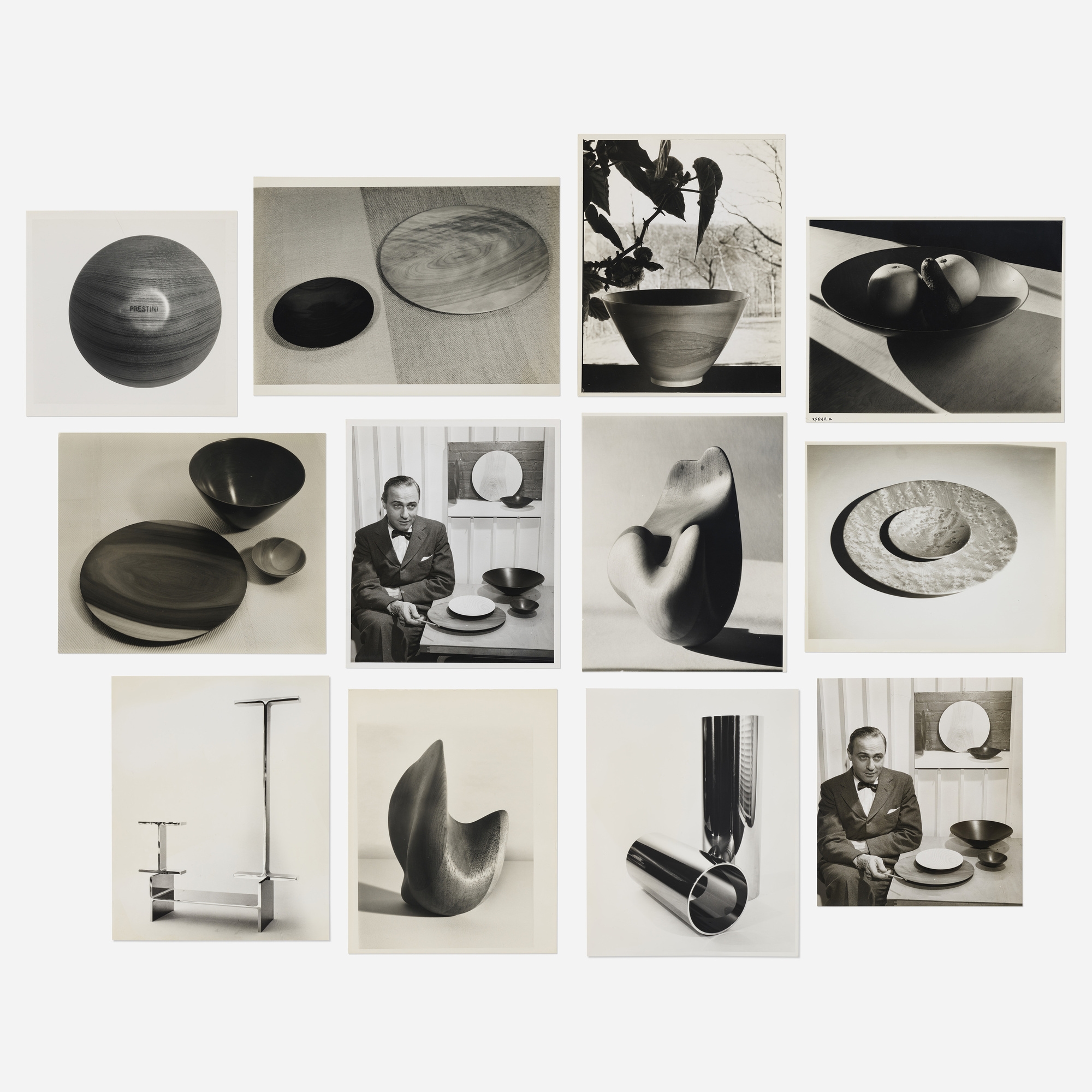 James Prestini | Group of three turned wood platters and ephemera ...