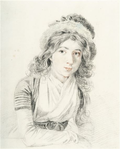Wilhelm von Kobell | Portrait of a girl in a fur cap (1795) | MutualArt