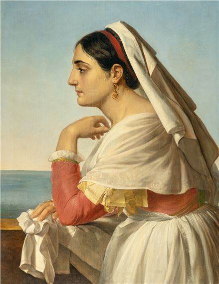 August Riedel | Italian lady looking out to sea (1829) | MutualArt